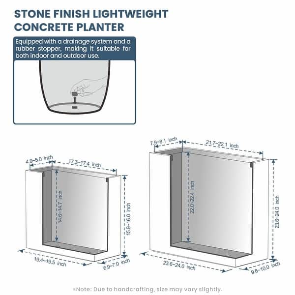 Tall Concrete Rectangle Plant Boxes / Large Indoor and Outdoor Flower ...