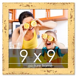 9x9 Shabby Chic Yellow Wood Picture Square Frame - 9" x 9" - Bed Bath ...