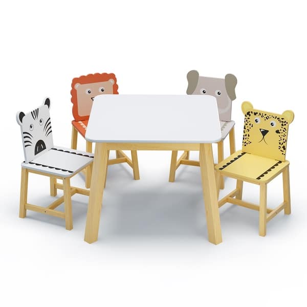 Modern 5 Piece Kiddy Dining Table Set with Kids Wood Dining Table and ...