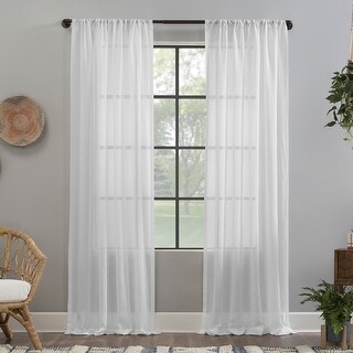 Laila Linen 96-inch Curtain Panel - 42 x 96 - 42 x 96 - On Sale - Bed ...