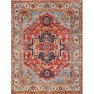 Pasargad Home Serapi Collection Hand-Knotted Red Lambs Wool Area Rug ...