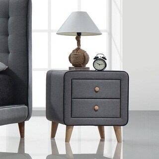 Modern Home Style, Light Gray Bedside Table with Two Drawers, Small and ...