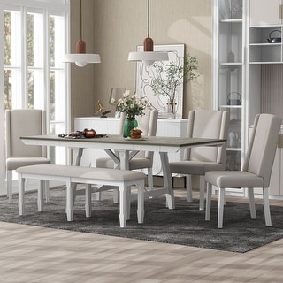 6-Piece Classic Dining Table Set, Rectangular Extendable Dining Table - Bed Bath & Beyond - 39968608