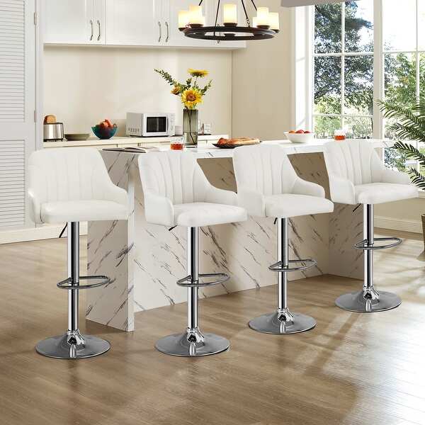 VECELO Adjustable Swivel Modern Bar Stool with Back Barstools Set of 2 Barstools Set of 4 On Sale Bed Bath Beyond 37354668