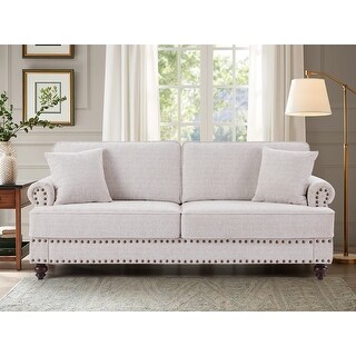 Modern Sleeper Sofa Chenille Fabric Sofa Couch with Nailhead Trim Couch ...