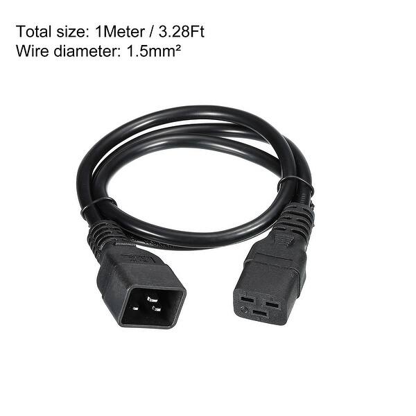 AC Power Cord 3 Prong C20 Male to C19 Female 1M PDU Extension Cable ...