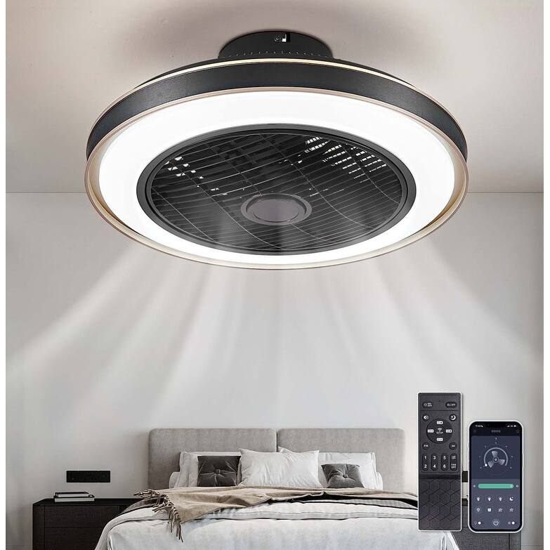 20 in. Indoor Integrated LED Ceiling Fan with Light Flush Mount Low ...