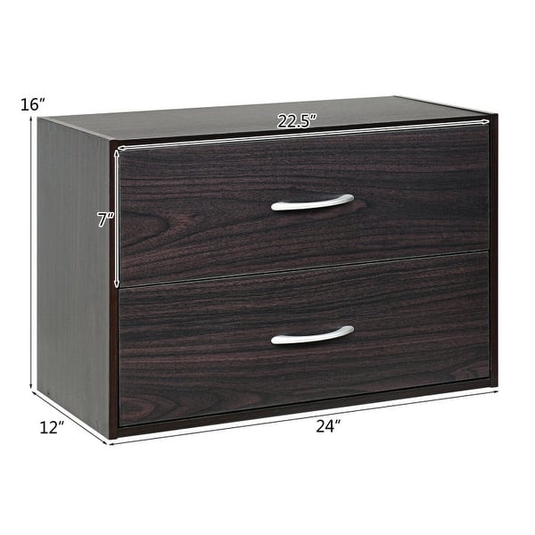 2-Drawer Stackable Horizontal Storage Cabinet Dresser Chest with ...