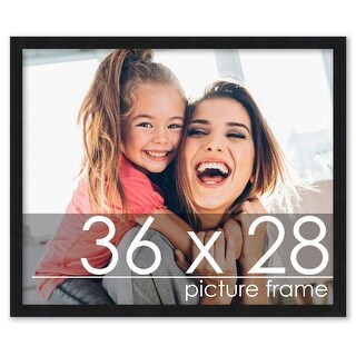 36x28 Frame Black Wood Picture Frame - UV Acrylic, Foam Board Backing ...