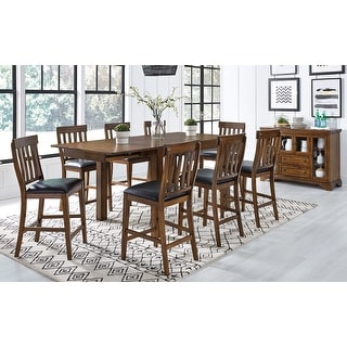 Simply Solid Periander Gather Height Set with Slatback Stools & Server ...