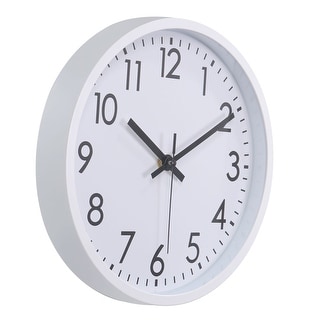 10 Inch Wall Clock, 3D Number Quartz Silent Round Wall Clocks, White ...