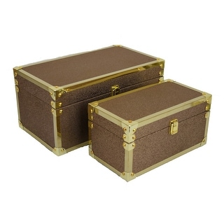 Mecca Storage Box Set of 2, Rivet Accents, Gold Metal, Copper Wood ...