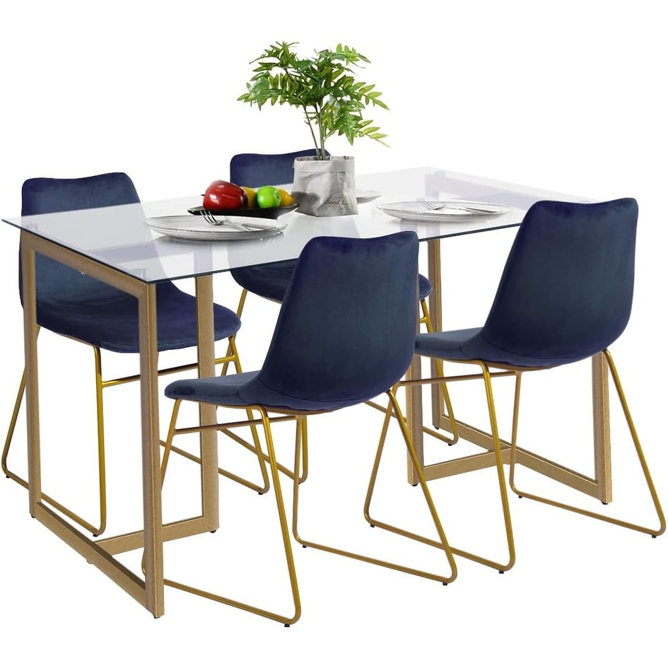 Homylin Mid-Century Modern Velvet Upholstered Kitchen Dining Chair Set ...