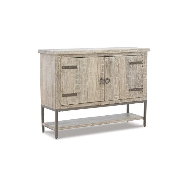 48 Inch Rustic Accent Cabinet, Reclaimed Brown Wood, 2 Doors, Open ...