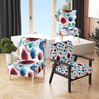 Designart "Blue Circle Pattern" Upholstered Patterned Accent Chair and ...