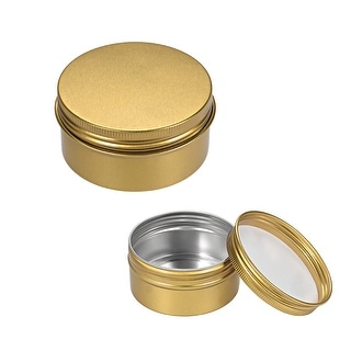 2.7oz Round Aluminum Cans Tin Screw Top Metal Lid Containers Gold Tone ...
