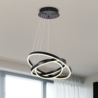 Matte Black Finish 45-Watt Integrated LED Circular Loops Chandelier ...