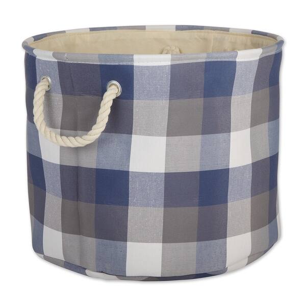 Checkered Round Medium Storage Bin - 15" - Blue and Gray - Bed Bath ...