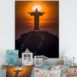 Designart "Supermoon Over Christ the Redeemer In Rio" Christianism Wall ...