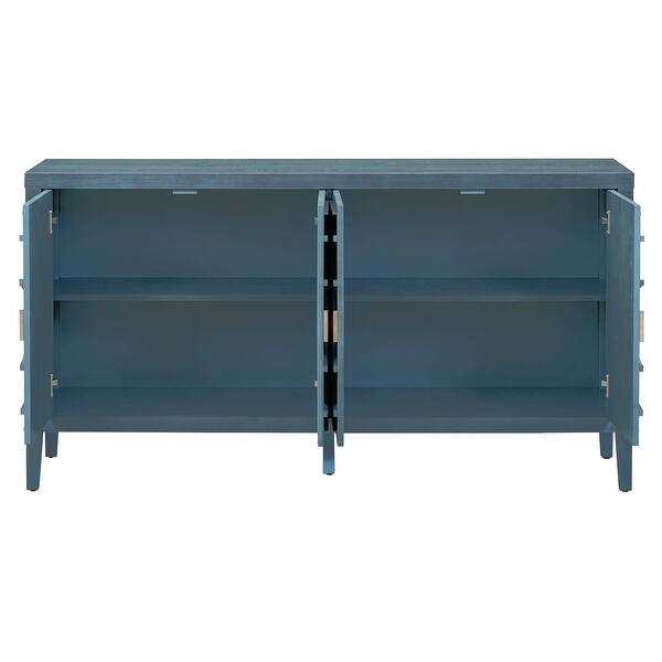 Rectangular 4 Door Entryway Table Wooden Cabinets w/Round Metal Handle ...