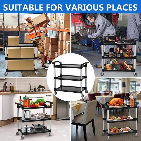 Service Cart Heavy Duty 3-Shelf Rolling Utility - Bed Bath & Beyond ...