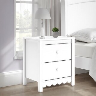 Kally Nightstand, 2 Drawers, Modern Matte White Wood Finish, 24 Inch ...