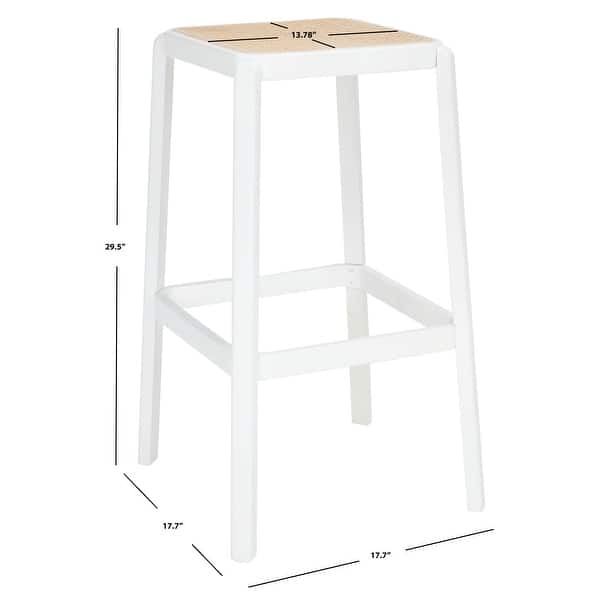 SAFAVIEH Silus Backless Cane Bar Stool - 18" W x 18" D x 30" H - Bed ...