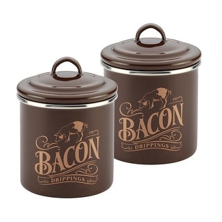 Ayesha Collection Enamel on Steel Bacon Grease Cans, Set of 2, Brown ...