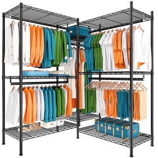 Heavy Duty Clothes Rack for Hanging Clothes, L Shape Metal Clothing ...