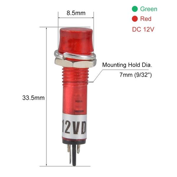 15pcs Signal Indicator Light DC 12V LED Bulbs XD7-1 7mm Panel Mount ...