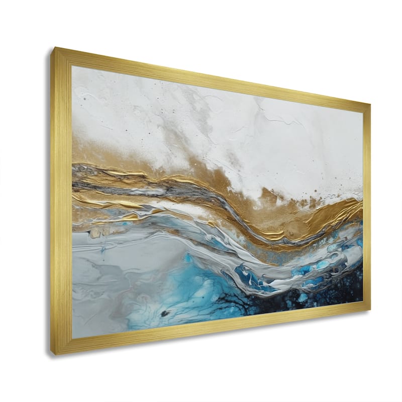 Designart "Grey Gold Modern Abstract Contemporary Iv" Abstract Marble ...
