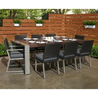 Milo Espresso 9 Piece Sunbrella Outdoor Patio Dining Set - Bed Bath ...