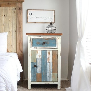 Rustic Multi-Color 1-drawer 1-door End Table Nightstand - Bed Bath ...