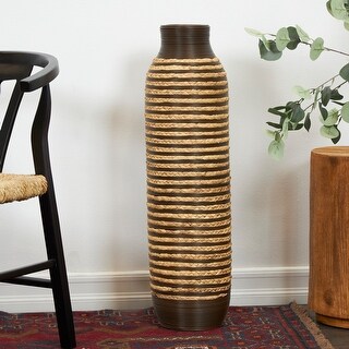 Tall Decorative Modern Ribbed Trumpet Design Brown Floor Vase ...
