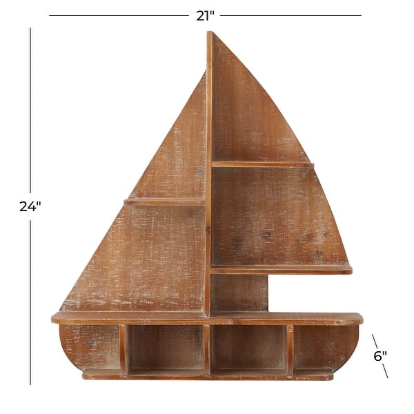 Brown Wood 8 Cubbies Sail Boat Wall Shelf - Bed Bath & Beyond - 35412156