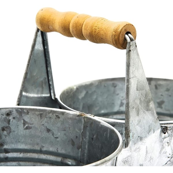 Juvale Antique Galvanized Double Bucketswith Wooden Handles for Home ...