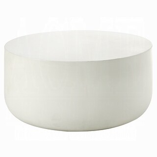 Utan Coffee Table, Modern Natural White Cement Frame, Round 31 Inch ...