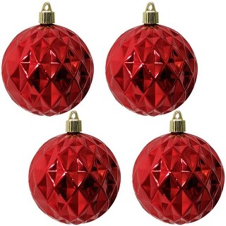 4ct Sonic Red Shatterproof Diamond Christmas Ball Ornaments 4" (100mm ...