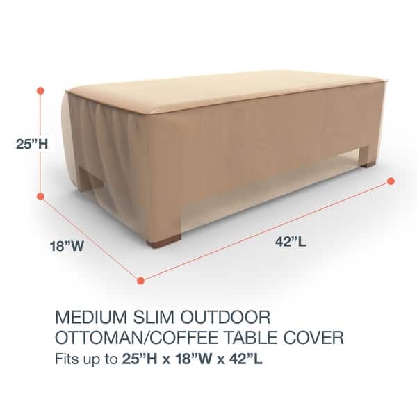 Budge Sedona Tan Outdoor Slim Patio Ottoman Coffee Table Cover Multiple ...