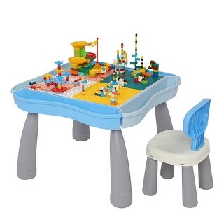 Kids Multi Activity Table Set, Building Blocks Table with Storage Area ...