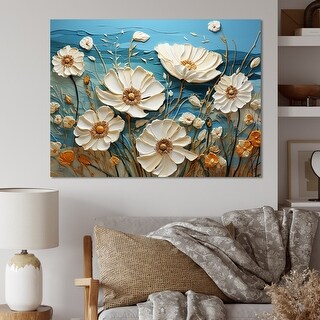 Designart "Cool And Calming Flower Blooming Fields III" Flower Wall Art ...
