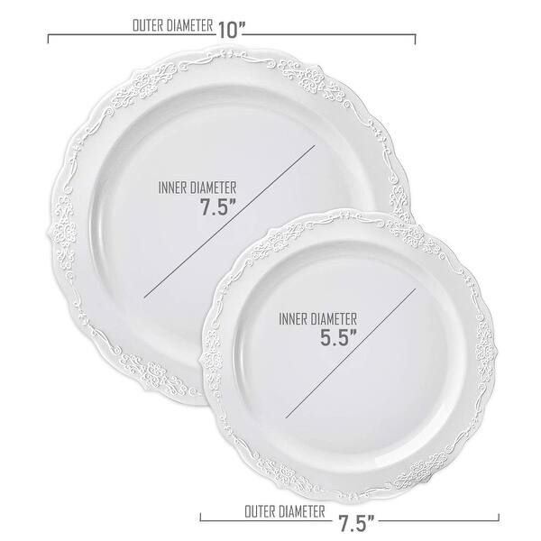 Vintage Rim Round Disposable Plastic Plate Packs - Party Supplies - Bed ...