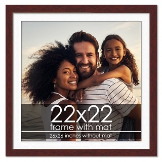 22x22 Frame with Mat - Brown 26x26 Frame Wood Made to Display Print or ...