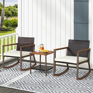 3 Pieces Outdoor Rocker Chair Conversation Set with Coffee Table ...