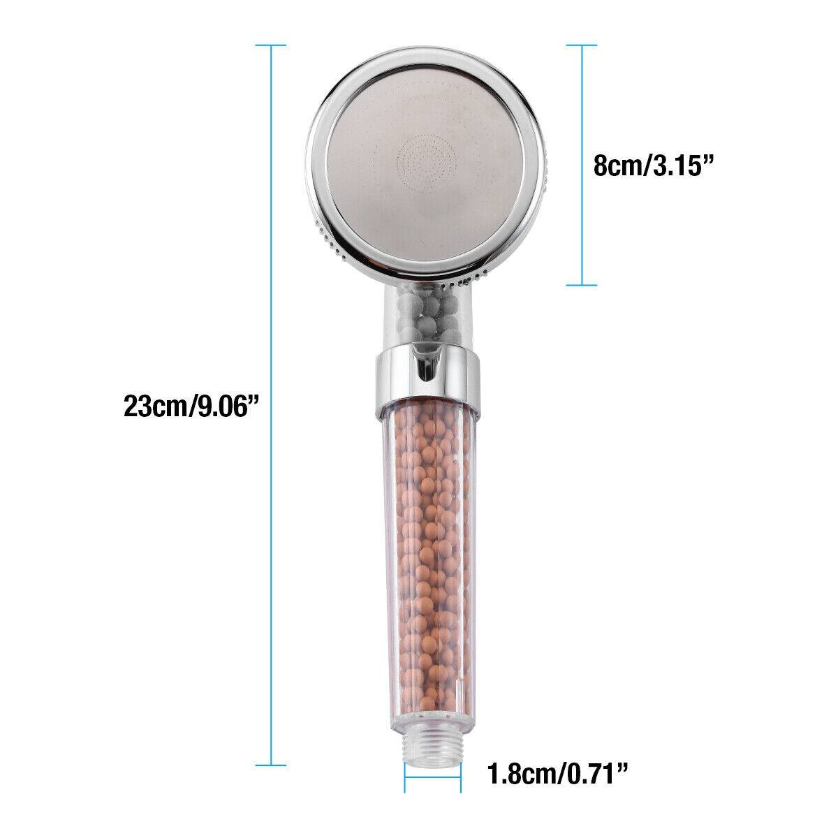 High Turbo Pressure Shower Head Filtered Ionic 3 Mode Water Saving Bath