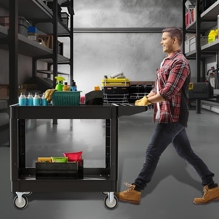 2 Shelf Utility Service Cart 550LBS Plastic Rolling Tool Carts - Bed ...