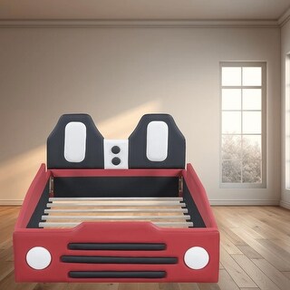 Durable and Fun Race Car Shaped Upholstery Twin Size Platform Bed for ...