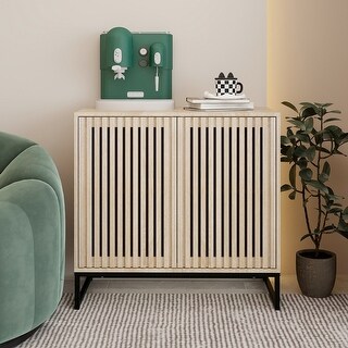 Vertical bar grid design Accent Storage Cabinet with 2 doors and ...