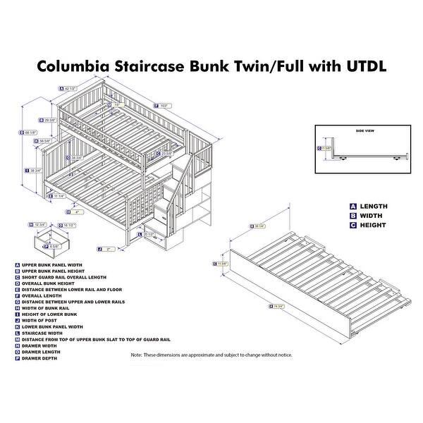 Columbia Staircase Bunk Bed Twin over Full with Twin Trundle in Walnut ...