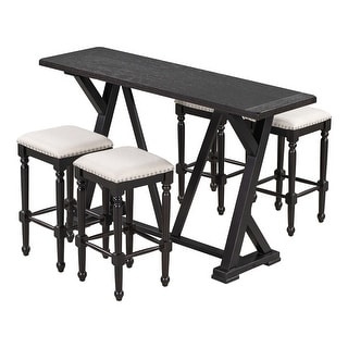 Mid-century Counter Height 5-Piece Dining Set; Wood Console Table - 60 ...